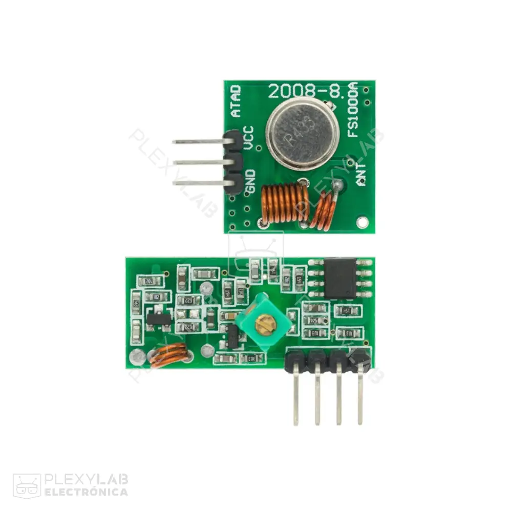 Kit transmisor y receptor de radio frecuencia RF de 433 MHz | PLEXYLAB